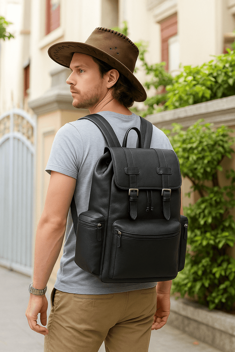 Classic Black Leather Backpack – Full Grain Edition - Cabrini ...
