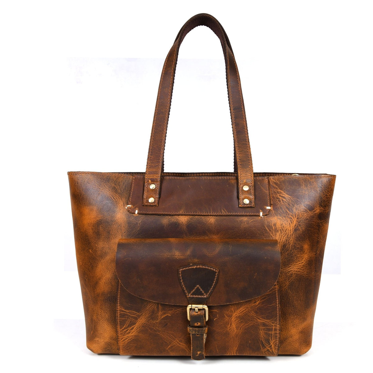 Ladies Leather Tote Bag - Walnut Brown - Cabrini - Elegance Perfected